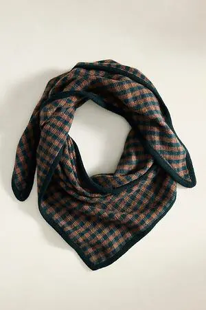 TERRAIN Wool Triangle Scarf - Black Pattern