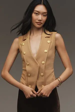 Anthropologie Button Detailed Vest - True Camel