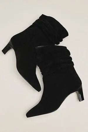 Anthropologie Suede Scrunch Boots - Black