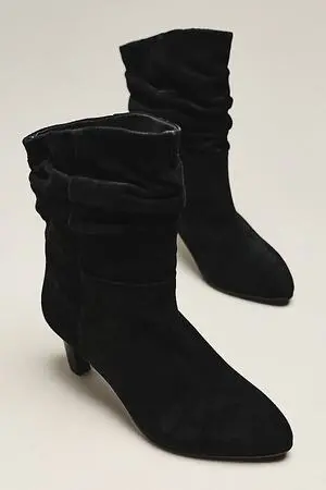 Anthropologie Suede Scrunch Boots - Black