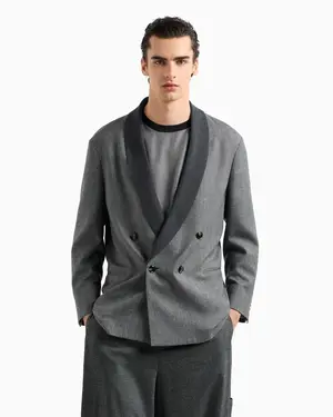 Giorgio Armani Chevron Wool-cashmere Double-breasted Jacket