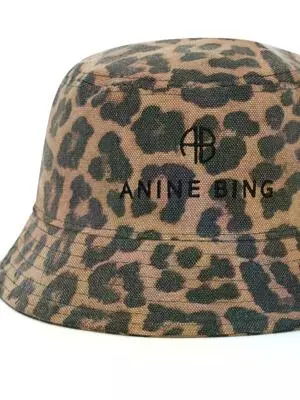 ANINE BING Leopard-Print Bucket Hat Brown
