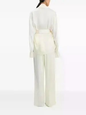Victoria Beckham Pleated Wide-leg Trousers - Neutrals