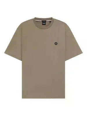 BOSS Logo-patch Cotton T-shirt Neutrals