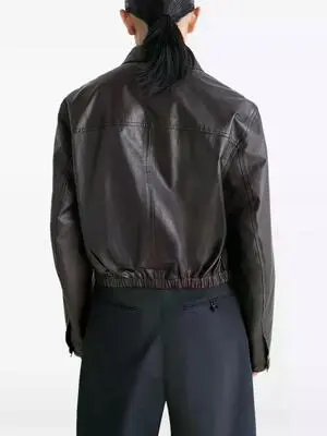 LEMAIRE Buttoned Leather Jacket - Brown