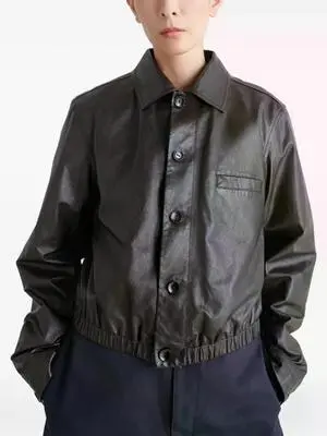 LEMAIRE Buttoned Leather Jacket - Brown