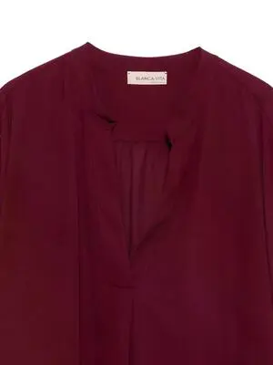 BLANCA VITA Keyhole-neckline Long-sleeve Top