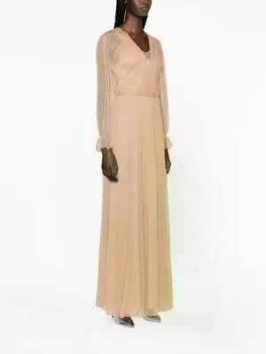 Alberta Ferretti Pleated Silk-chiffon Dress