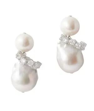 Completedworks Rhodium-plated Recycled Pearl And Crystal Earrings - White