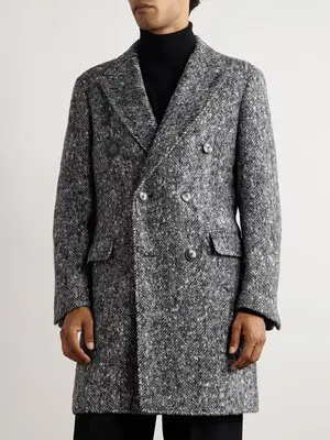 Canali Brushed Herringbone Overcoat