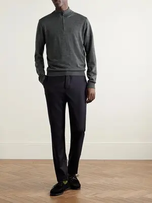 Canali Wool Half-zip Sweater - Gray