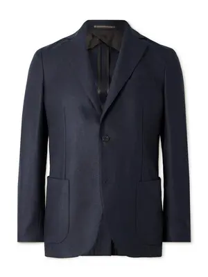 Incotex Wool And Cashmere-blend Flannel Blazer - Blue