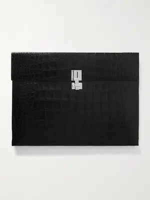 TOM FORD Croc-effect Patent-leather Document Holder - Black