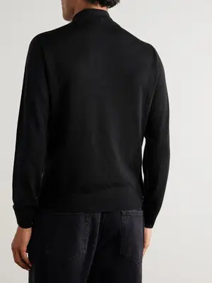 Canali Slim-fit Wool Half-zip Sweater - Black
