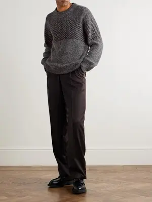 Canali Jacquard-knit Wool-blend Bouclé Sweater - Gray