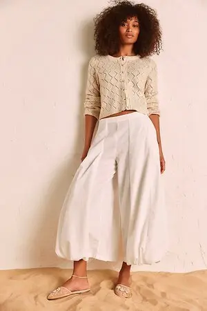 Free People Bubble Pop Cropped Balloon Pants - Ivory