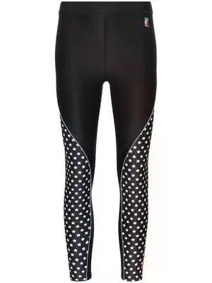 P.E Nation Dominion Star Print Performance Leggings - Black