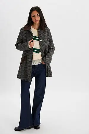 Free People Riley Car Coat - Grey Combo
