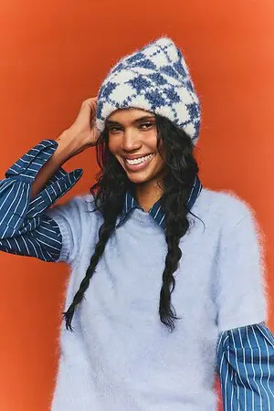 Free People Argyle Beanie - Blue