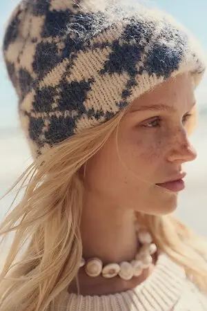Free People Argyle Beanie - Blue
