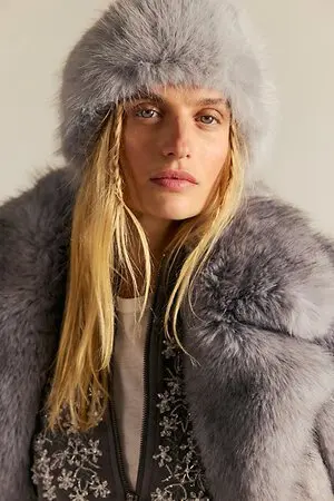 Free People Faux-Fur Honey Pie Headband Powder Blue