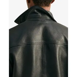 REISS Grained-texture Leather Jacket