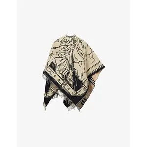 Burberry Stormy Knight Fringed Wool Cape - Sand