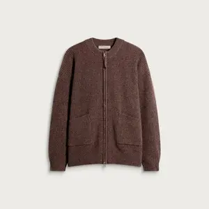 FRIZMWORKS Wool Deck Zip Cardigan - Choco Brown