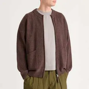 FRIZMWORKS Wool Deck Zip Cardigan - Choco Brown