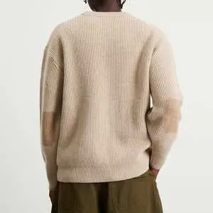 FRIZMWORKS Patch Round Knit Jumper - Oatmeal