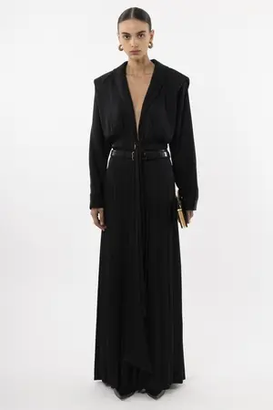 Arakii Pleated Silk Pants - Black