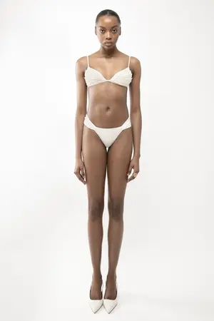 Arakii Pleated Bikini Top - Off White