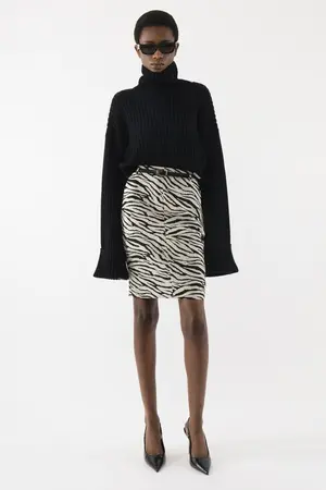 Arakii Zebra Jacquard Pencil Skirt
