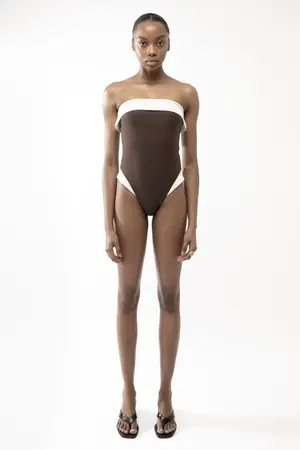 Arakii Strapless One-piece Swimsuit - Dark Brown