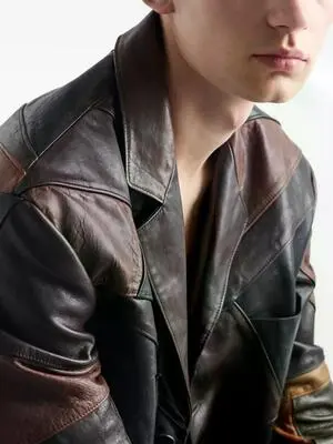 Prada Patchwork Leather Jacket - Brown