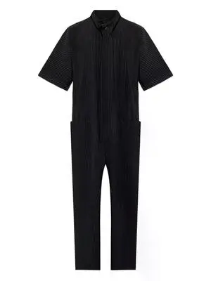 Issey Miyake Pleated Short-sleeve Jumpsuit - Black