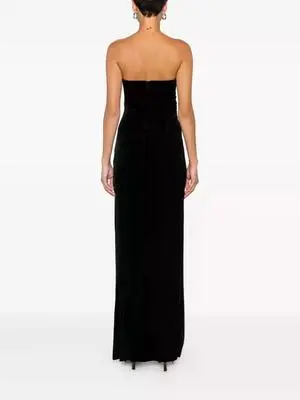 NISSA Crystal-embellished Velvet Maxi Dress