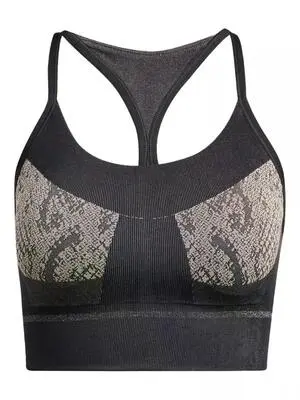 Adidas By Stella McCartney Snakeskin-print Sport Bra - Black
