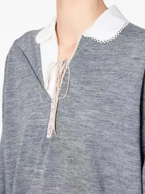Kolor Lace Insert Long Sleeve Sweater