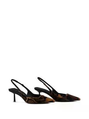 LE SILLA 70mm Amelia Leopard Print Slingback Pumps - Brown
