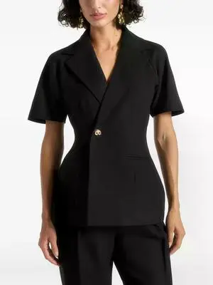 Manière De Voir Malika Short Sleeve Double-breasted Blazer - Black