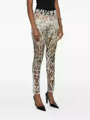 GEMY MAALOUF Lace-pattern Metallic Leggings