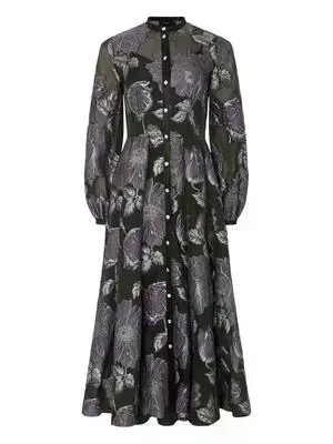 TEMPERLEY LONDON Bridget Cocktail Floral-print Midi Dress - Black