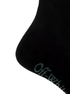 Off-White Logo-embroidered Ribbed Crew Socks - Black