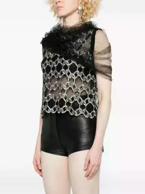 GEMY MAALOUF Geometric Pattern Mesh Top