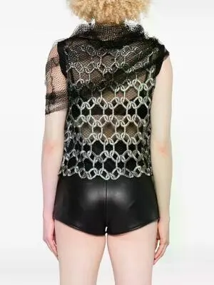 GEMY MAALOUF Geometric Pattern Mesh Top