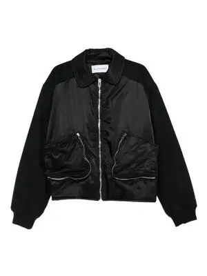 BLUEMARBLE Zip-front Wool-sleeve Bomber Jacket - Black
