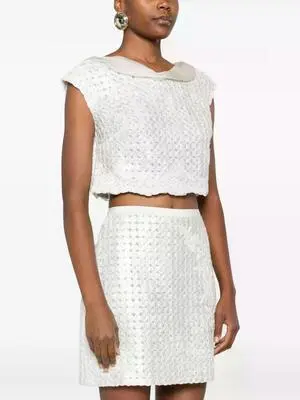 GEMY MAALOUF Floral Lace Cropped Top