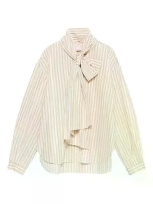 FORTE_FORTE Striped Tie-neck Shirt