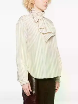 FORTE_FORTE Striped Tie-neck Shirt